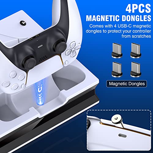 PS5 Stand with 2 Cooling Fan, Dual Fast PS5 Controller Charging Station with 3 Extra USB Ports, PS5 Cooling Station PS5 Accessories Vertical Stand for Sony Playstation 5 Dualsense/Digital/Disc Edition