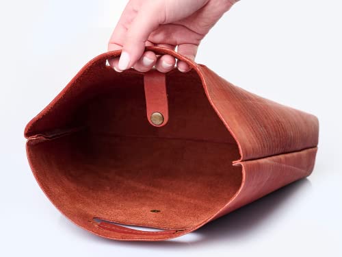 BTLUX Leather Tote Handbag for Women - Handmade with 100% Full Grain Leather - Shopper Tote Bag with Minimalist Design (Brown)