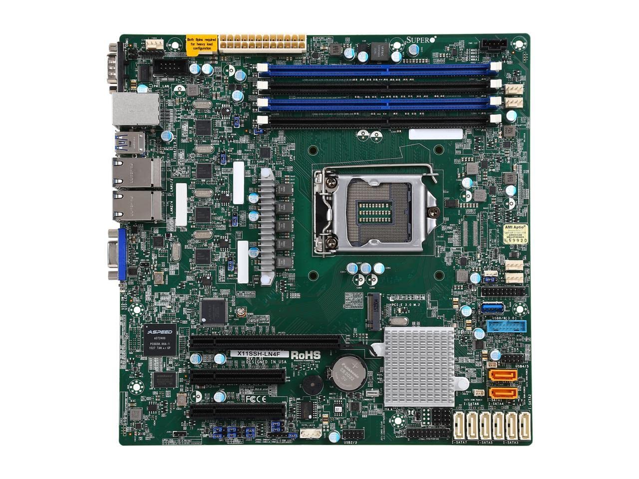Supermicro X11SSH-LN4F Server Motherboard - Intel Chipset - Socket H4 LGA-1151 - Retail Pack