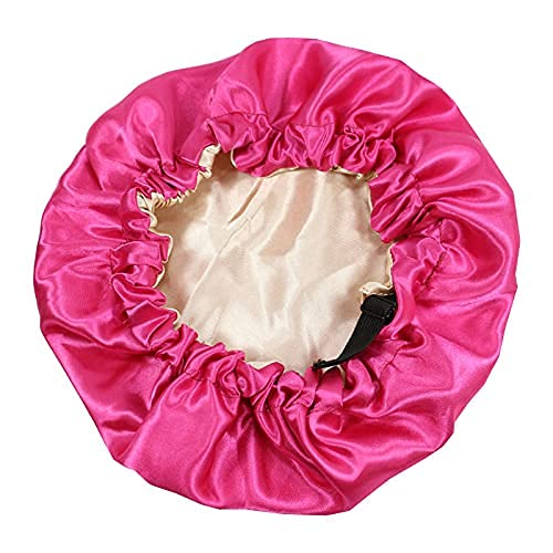YAFIYGI Baby Satin Bonnet,Sleep Cap with Double Layer Reversible Adjustable Silk Satin Bonnet for 6-36 Months Baby and Teens Rose