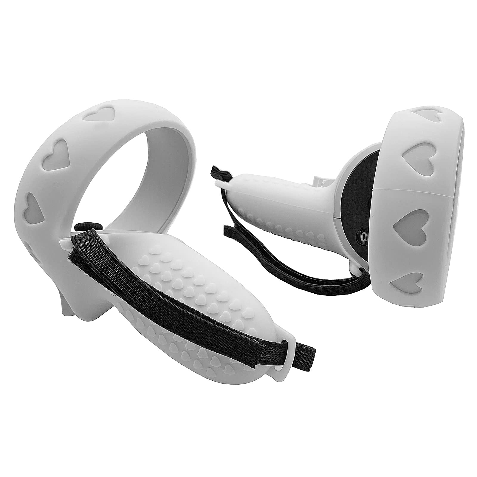 AreMe Silicone Skin Case Cover Protector Accessories with Knuckle Straps for Meta/Oculus Quest 2 Controller (White, 1 Pair)