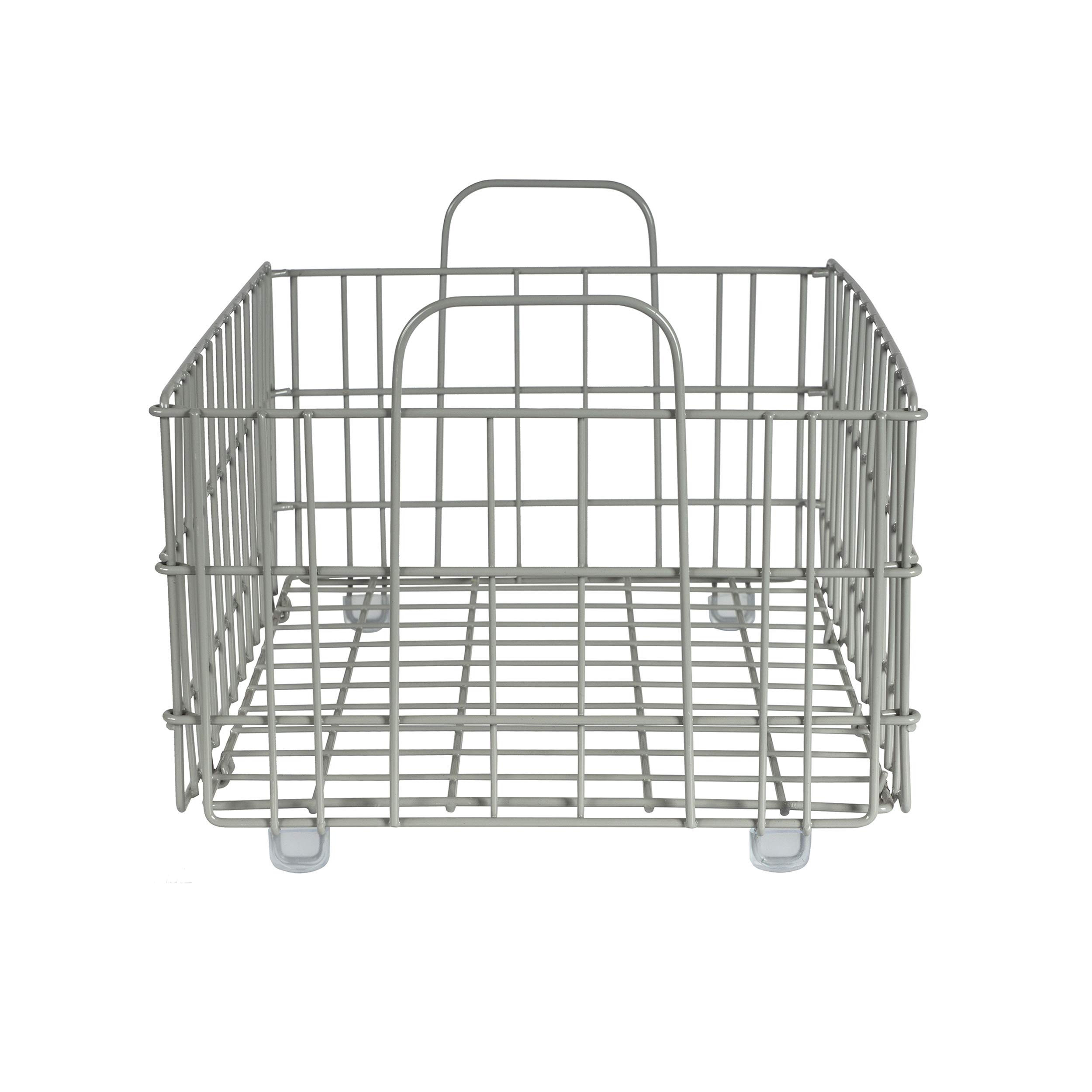 Atlantic Tabletop Wire Storage Basket, Heavy-Gauge Powder-Coated Metal Wire Construction, Stackable for Easy Expansion, Collapsible & Foldable, Non-Slip Feet, Plastic Liner, PN 23308041 β Gray