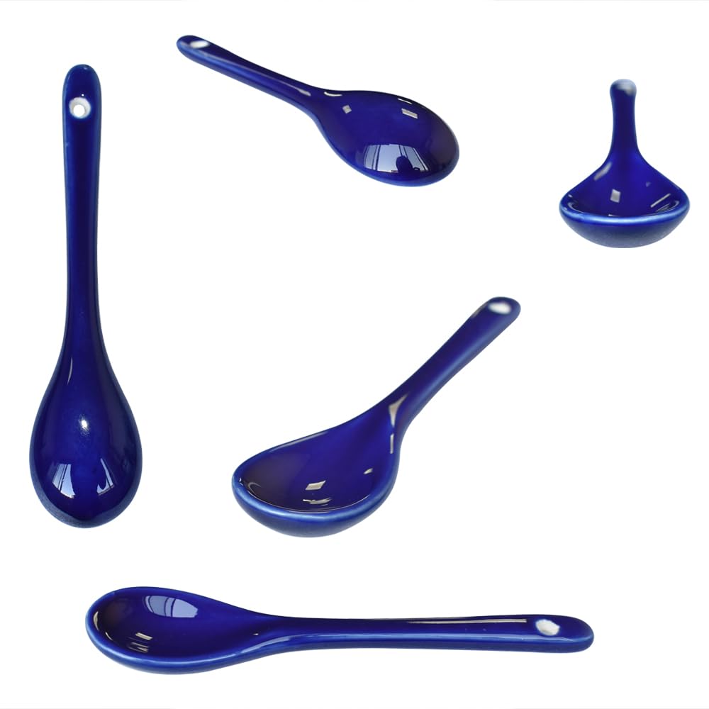Pirhosigma 8 Color Porcelain Egg Spoons Ceramic Spoons 5 inch Coffee Dessert Yogurt Tea Milky Tea