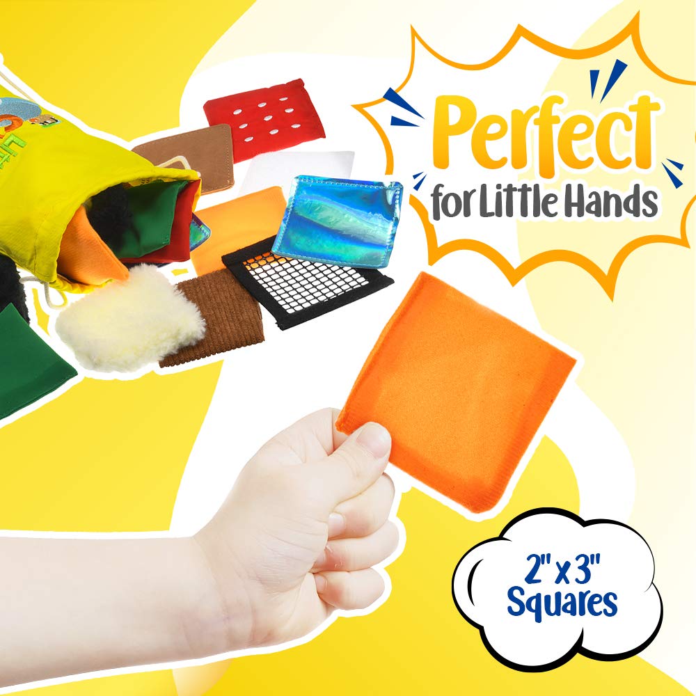 LITTLE CHUBBY ONE Sensory Textured Squares - Mini Pillows and Patches - Set of 20 Different Covered Squares Promotes Sensory Learning Motor Skills Tactile Awareness and Vocabulary Great Gift for Kids