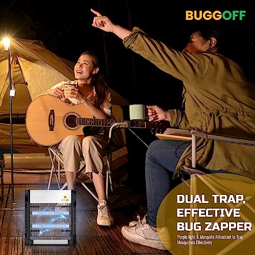 BUGGOFF Black Modern Indoor Electric Bug Zapper, 2000 SQFT Coverage, 3500 Volts of Stunning Power, 40 Watts, Kills Mosquitos Gnats, Flys & More. 10 Year Warranty, X2 Free Replacment Bulbs