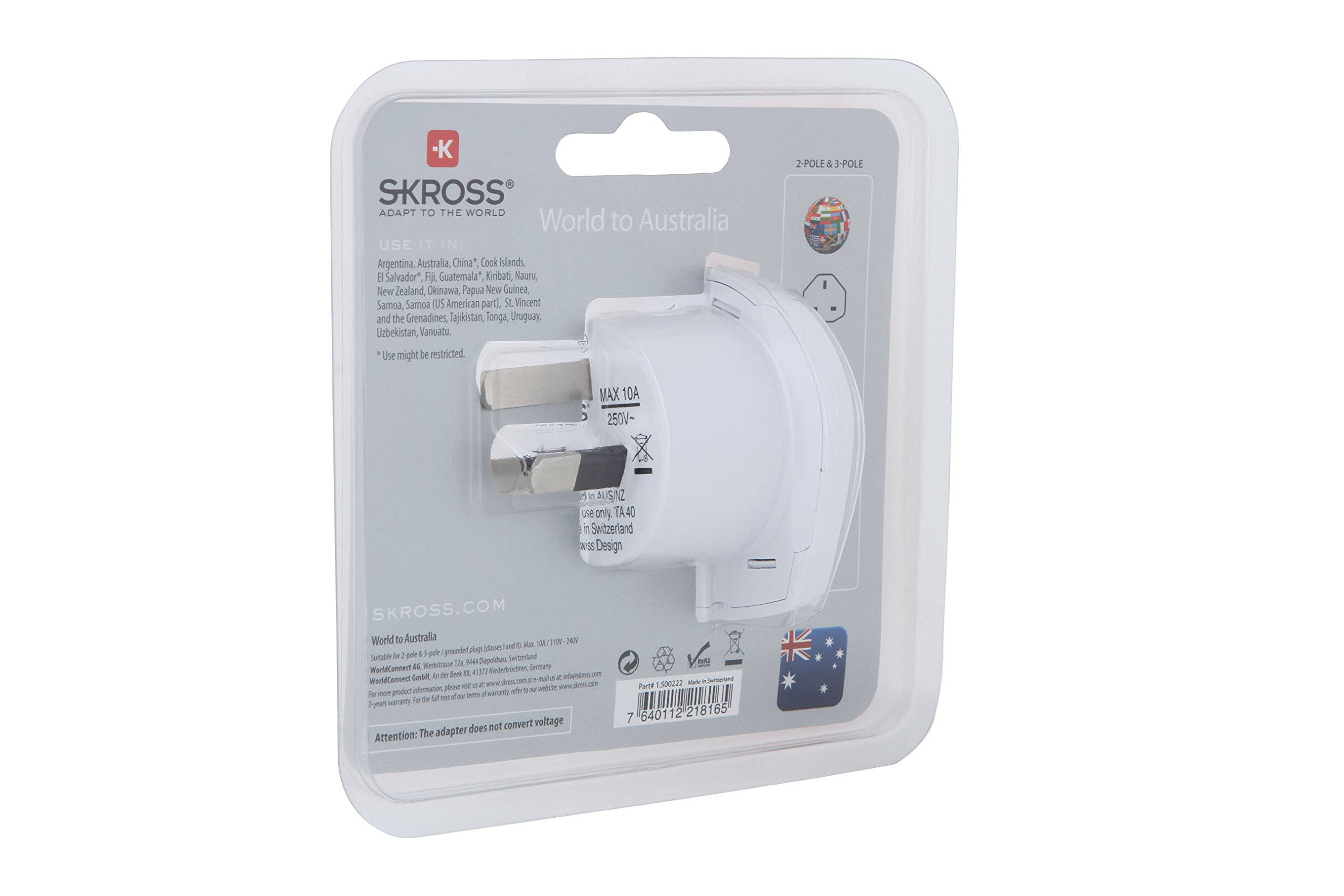 Skross World to Australia/China Country Travel Adaptor, White