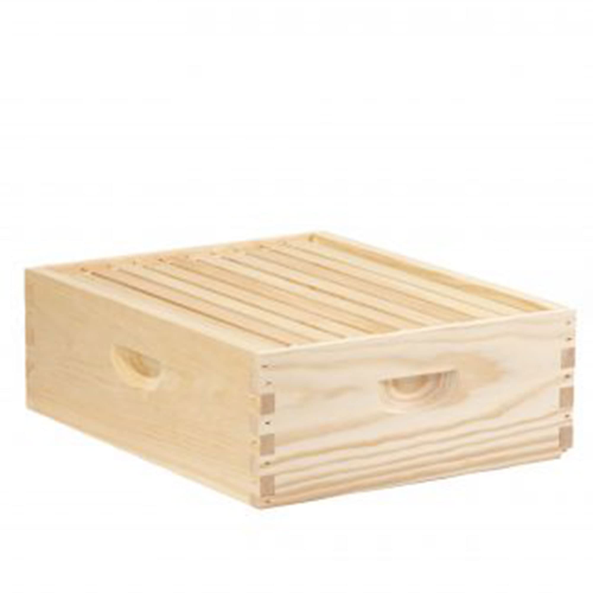 Little Giant MEDBOX10 10 Frame Medium Honey Super Beehive Brood Body Wooden Keepsake Box, Natural Unfinished Pine with Wax Coated Frames (3 Pack)