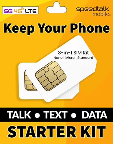 SpeedTalk Mobile Universal SIM Card Starter Kit for 5G 4G LTE iOS Android Smart Phones | Talk Text Data | Triple Cut 3 in 1 Simcard - Standard Micro Nano | No Contract Cellphone Plan | US Coverage