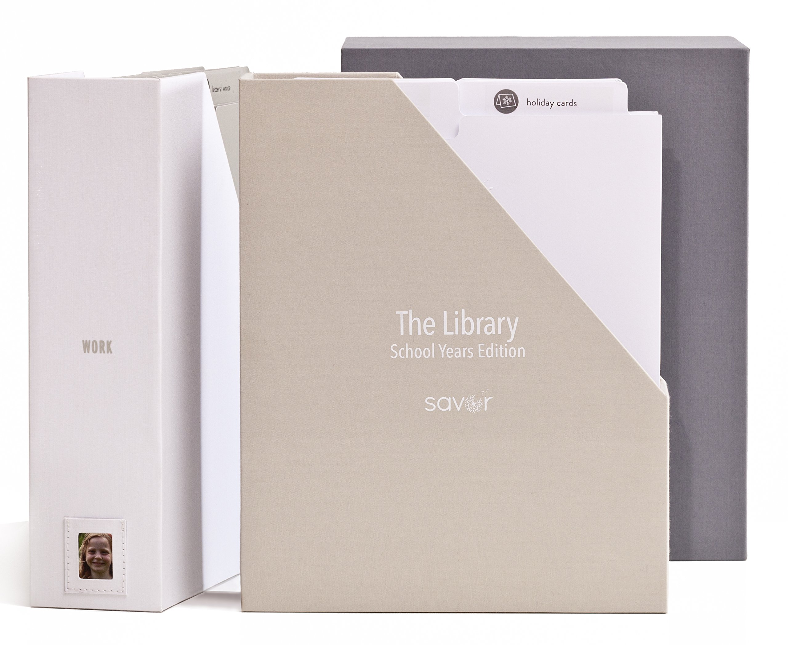 Savor | Baby + School Years Keepsake Boxes | Slate Gray - Set of 2 Custom-dyed with Cloth Covering + Acid-Free for Durability w/Full Organization System+Includes labels for customizing