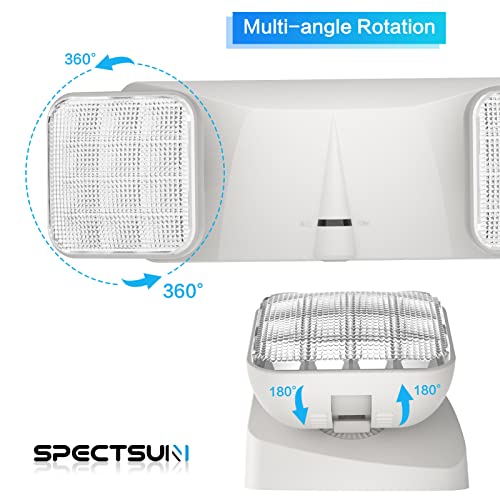 SPECTSUN 1 Pack Led Emergency Lighting White, Adjustable Square Head Emergency Light with Battery, White Emergency Light/Led Emergency Light/Emergency Lighting Fixture/Emergency Exit Light