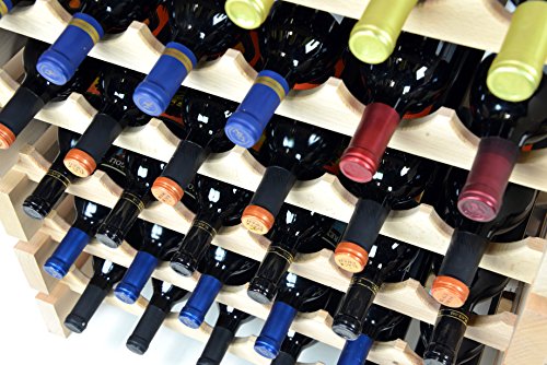 sfDisplay.com,LLC. Modular Wine Rack Beechwood 32-96 Bottle Capacity 8 Bottles Across up to 12 Rows Newest Improved Model (64 Bottles - 8 Rows)