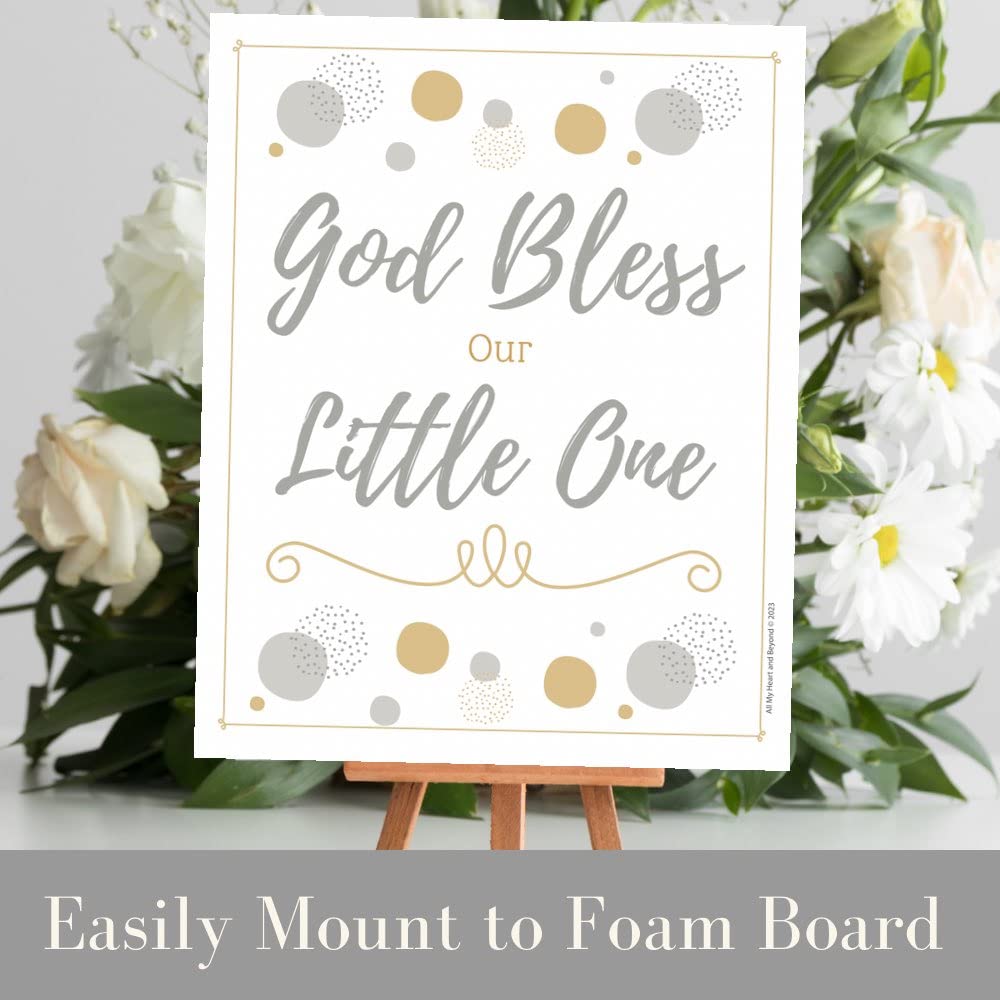 Baptism Decorations for Baby Boys and Girls,Includes 3 Faith-Based Decorative Posters, Thumbprint Tree Wall-Art Keepsake, 20 Prayer Cards, Baby's First Birthday, or Any Religious Event Extra Special