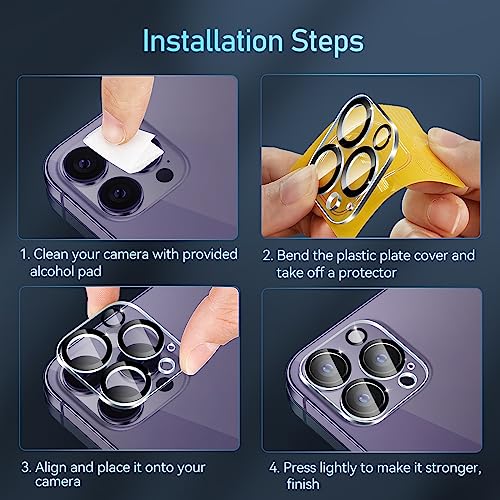 ivoler [4 Pack] Camera Lens Protector for iPhone 14 Pro Max /14 Pro Camera Screen Protector Tempered Glass[Case Friendly][New Version],Scratch-Resistant,Easy Installation,Clear+Black Circle
