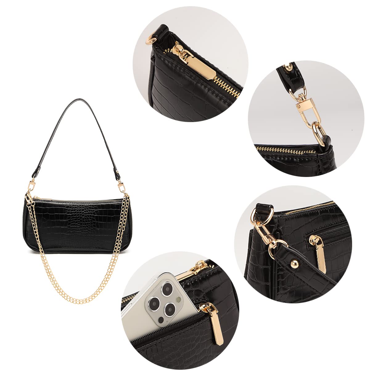 Barabum Quilted Tote Bag for Women,Black Shoulder Bag,Lightweight Tote Bag Work Bag