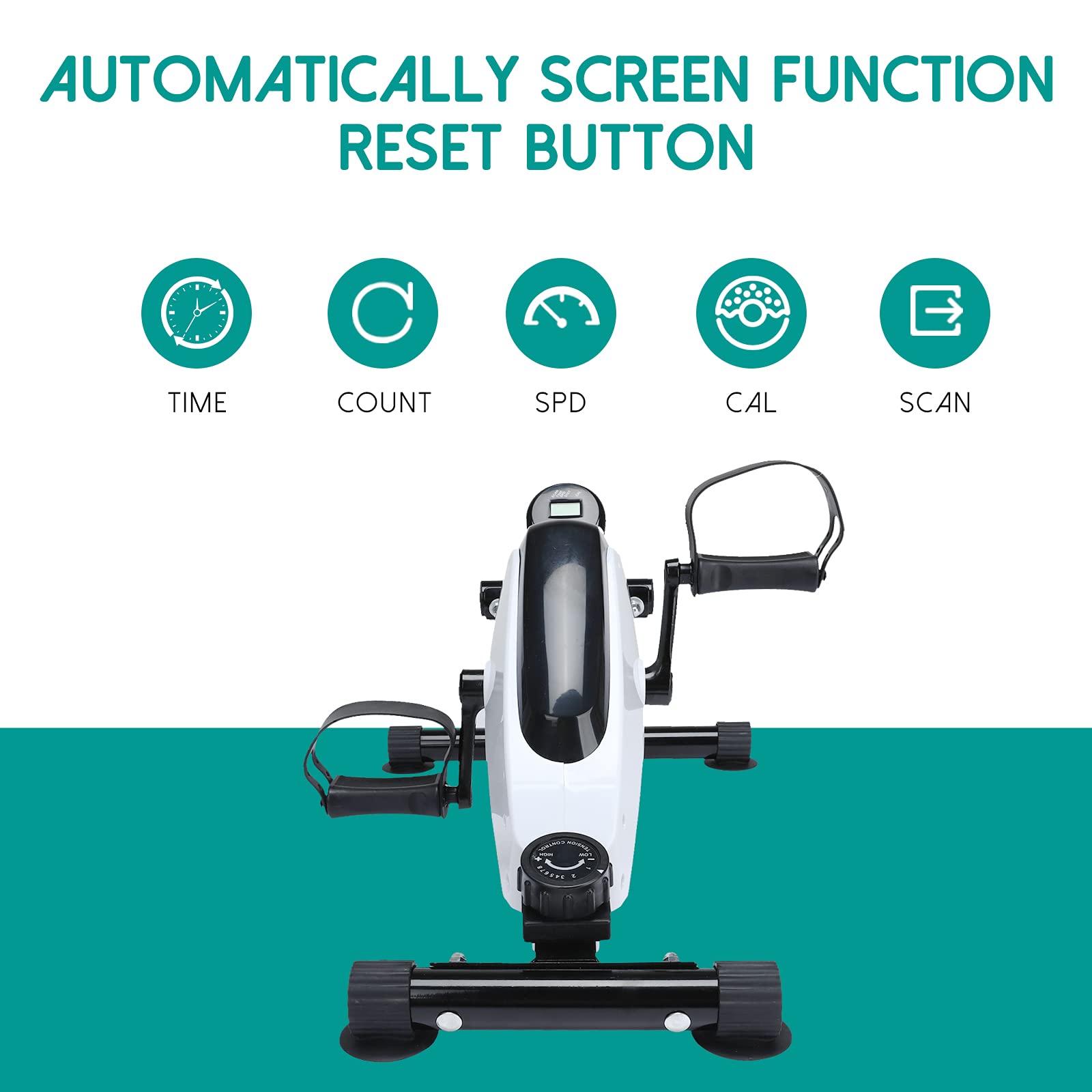 anconats Under Desk Bike Pedal Exerciser - Indoor Exercise Machine with Adjustable Resistance,Perfect Design for Arm & Legs Physical Therapy (White-1)
