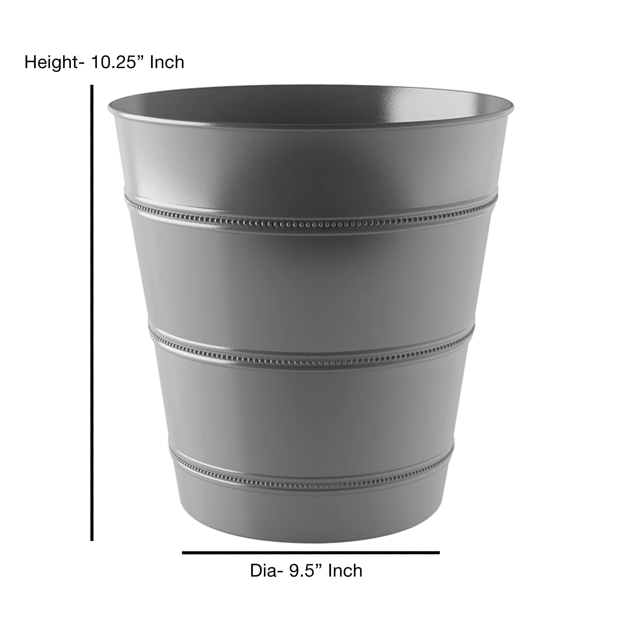 nu steel Round Metal Small 2.5 Gallon Recycle Trash Can Wastebasket, Garbage Container Bin for Bathrooms, Kitchen, Bedroom, Home Office - Durable Galvanize Steel - Shiny Steel Finish