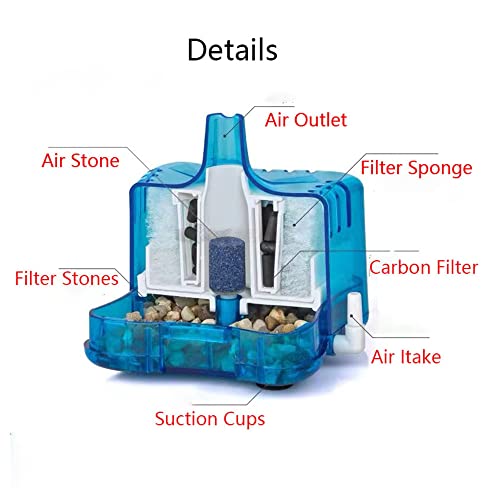FRIRODSAY Fish Tank Filter Aquarium Sponge Filter Quiet Small for 1-20 Gallon Aquariums Detachable with Activated Carbon and Air Stone