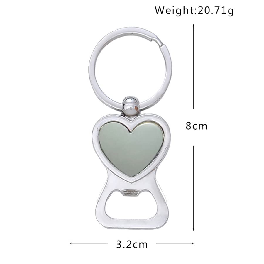 ARFUKA Bottle Opener Keychain Portable Beer Bottle Opener Key Chain Heart Pendant Keyring Beverage Bottle Opener Key Ring Gift for Men and Women