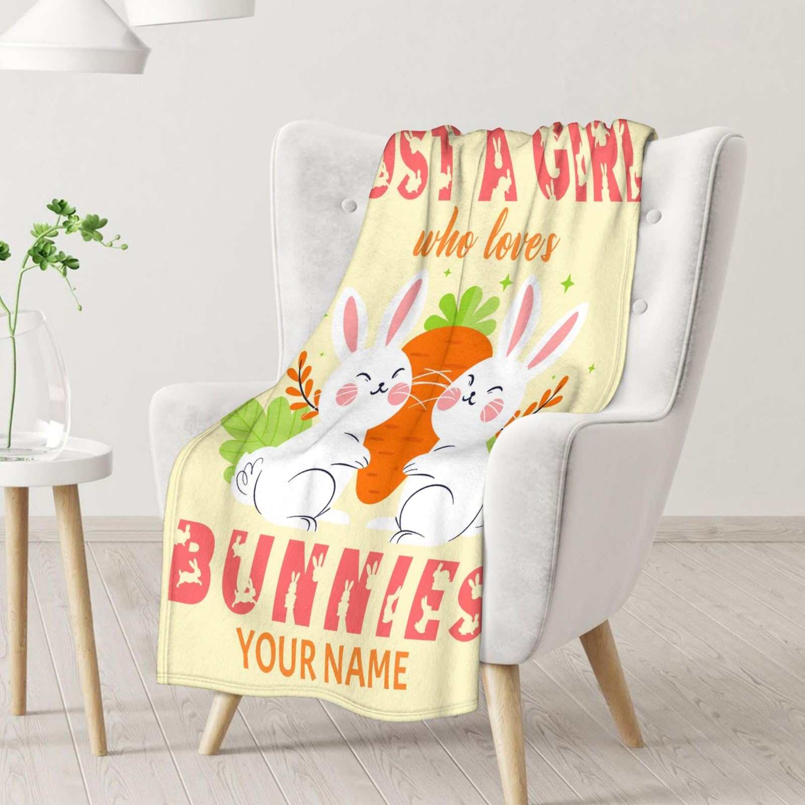 Bunny Blanket Gift - 40 x 50 Inches Cute Easter Throw Blanket for Girls, Kids & Teens - Dark Blue Soft Fuzzy Blankets for Bed, Couch & Travel