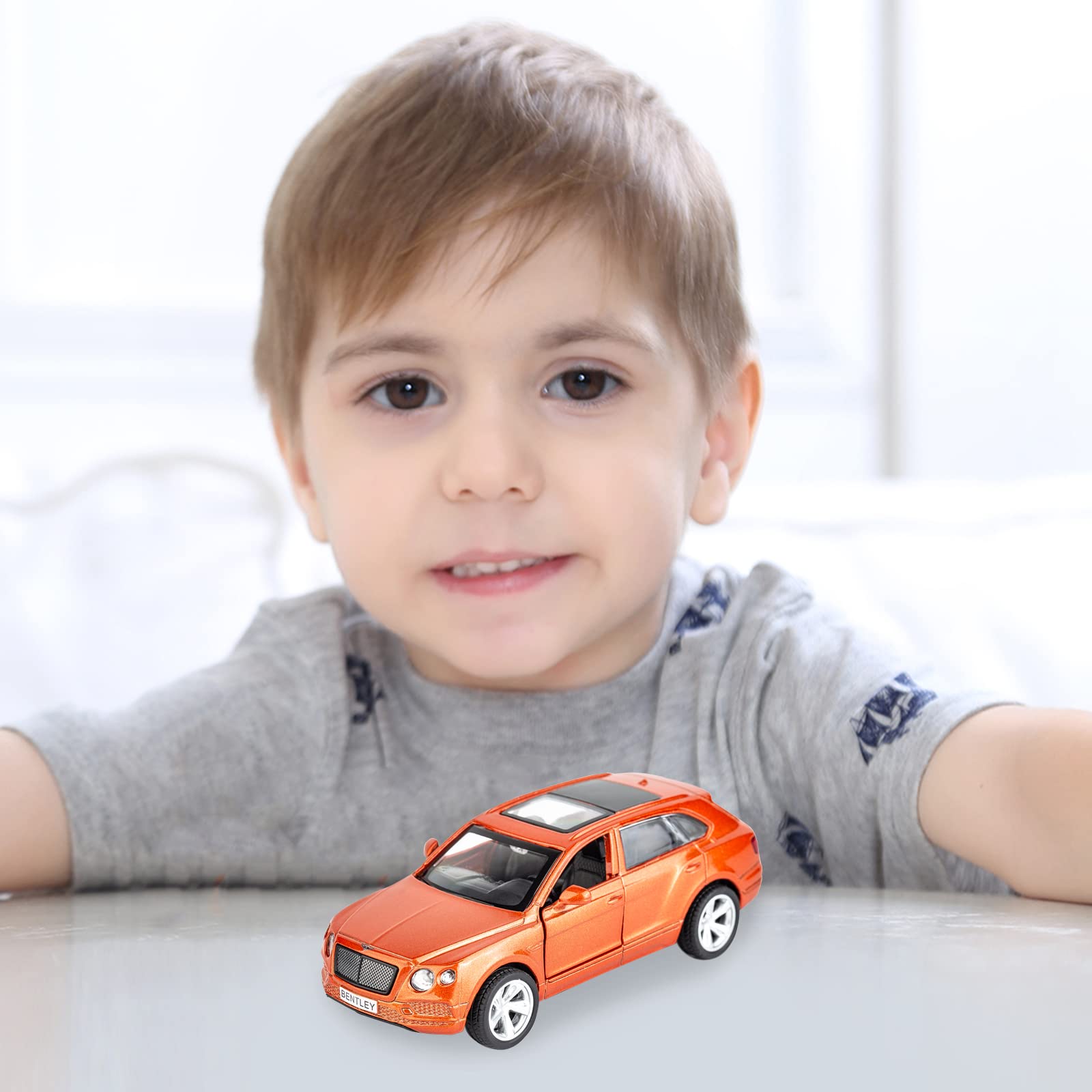BDTCTK Compatible for 1:45 Bentley Bentayga Model Car, Zinc Alloy Pull Back Toy Car for Kids Boy Girl Orange