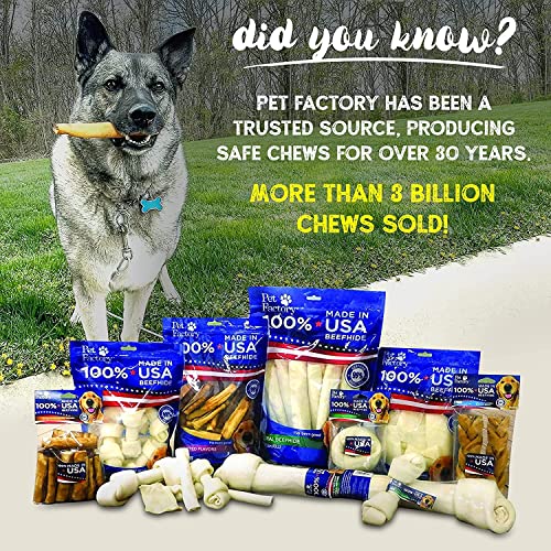 Pet Factory 100% Made in USA Beefhide 7" Braided Sticks Dog Chew Treats - Peanut Butter Flavor, 6 Count/1 Pack