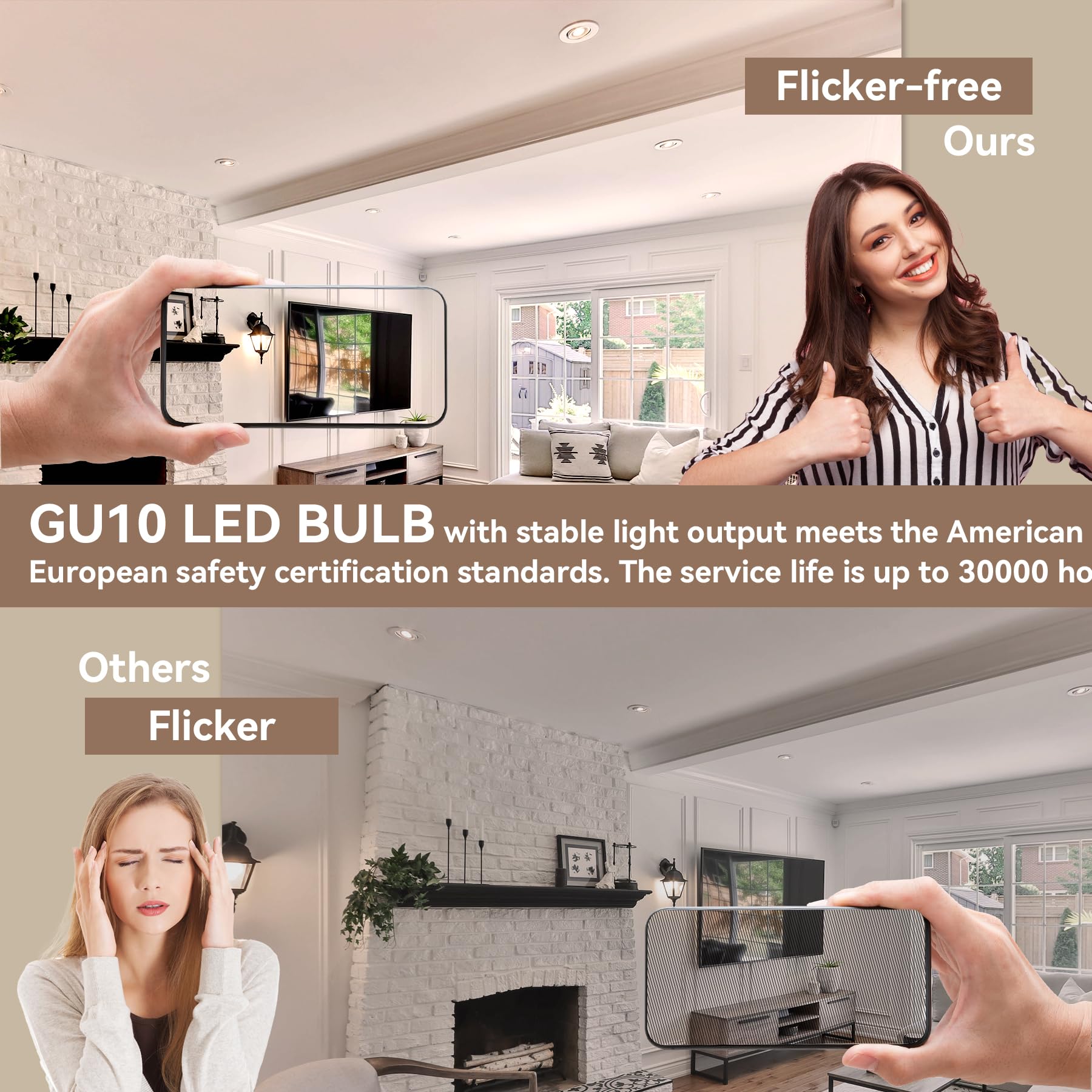 comzler GU10 LED Bulb Dimmable, 50W Halogen Equivalent GU10, 4000K Natural Daylight, GU10 Bulb Replacement for Track Lighting, MR16 GU10 Light Bulb LED 4W，120°Beam Angle 400LM 120V ETL Listed 6 Pack