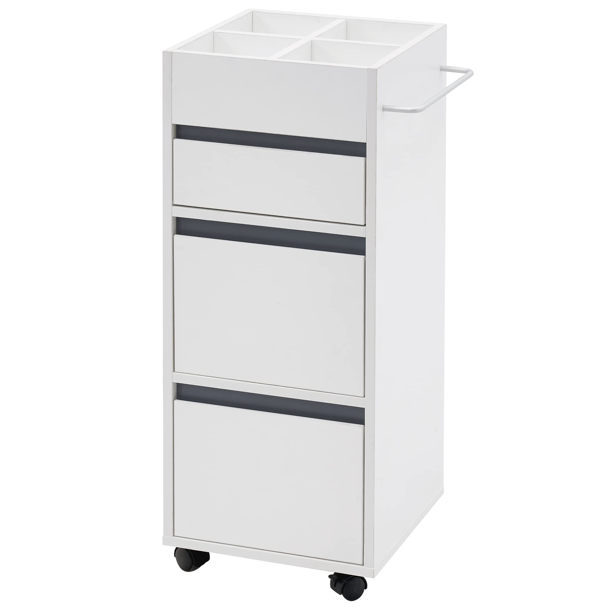 BarberPub Salon Trolley with Drawers Barber Cart Storage Cabinet Beauty Organizer Spa Equipment 2039 (White)