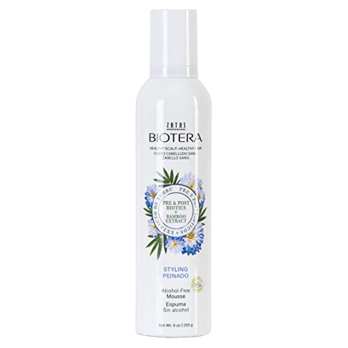 BIOTERA Styling Mousse Lightweight Alcohol-Free | Instant Texture | Promotes Body & Bounce | Microbiome Friendly | Vegan & Cruelty Free | Paraben Free | Color-Safe | 9 Fl Oz