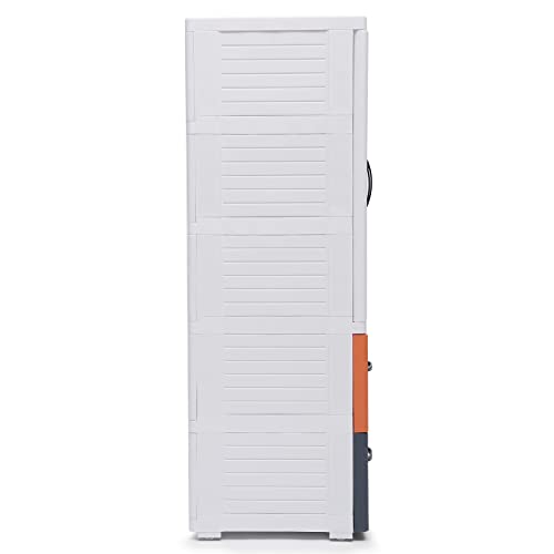 Gdrasuya10 Plastic Drawers Dresser with 2 Drawers and 1 Large Cabinet, 22.4" L x 15.7" D x 43.3" H Plastic Tower Closet Organizer with Wheels Suitable for Apartments Condos and Dorm Rooms