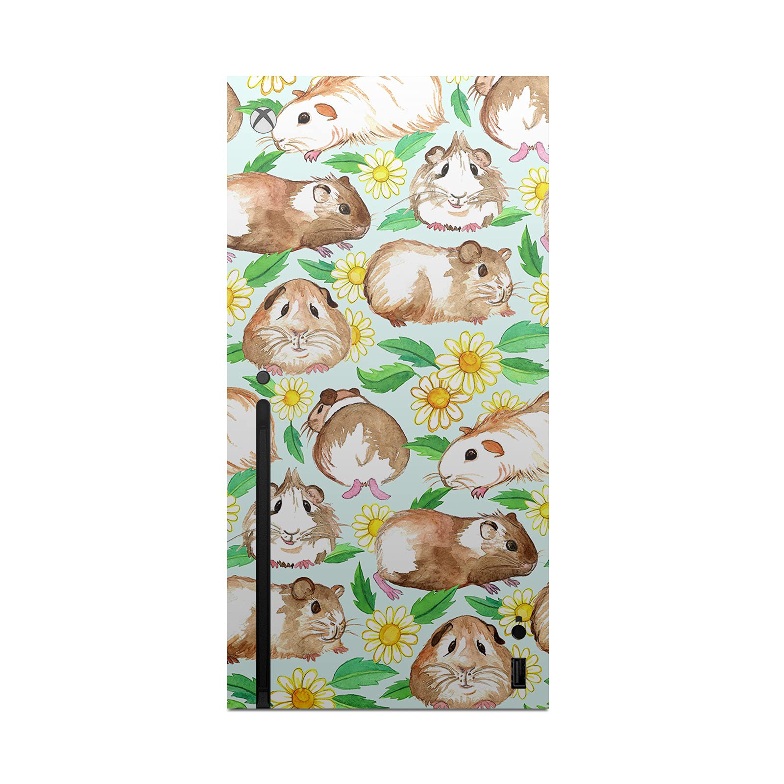 Head Case Designs Officially Licensed Micklyn Le Feuvre Guinea Pigs And Daisies In Watercolour On Mint Art Mix Vinyl Gaming Skin Decal Compatible With Xbox Series X Console and Controller Bundle