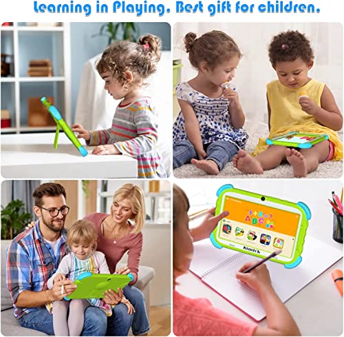 kimlok Kids Tablet Tablet for Kids,Android 11, 7 Inch 2GB+32GB, WiFi, Parental Control APP,Dual Camera, Bluetooth, Friendly Learning Tablets for Kids with Case Included for Boy and Girl Green