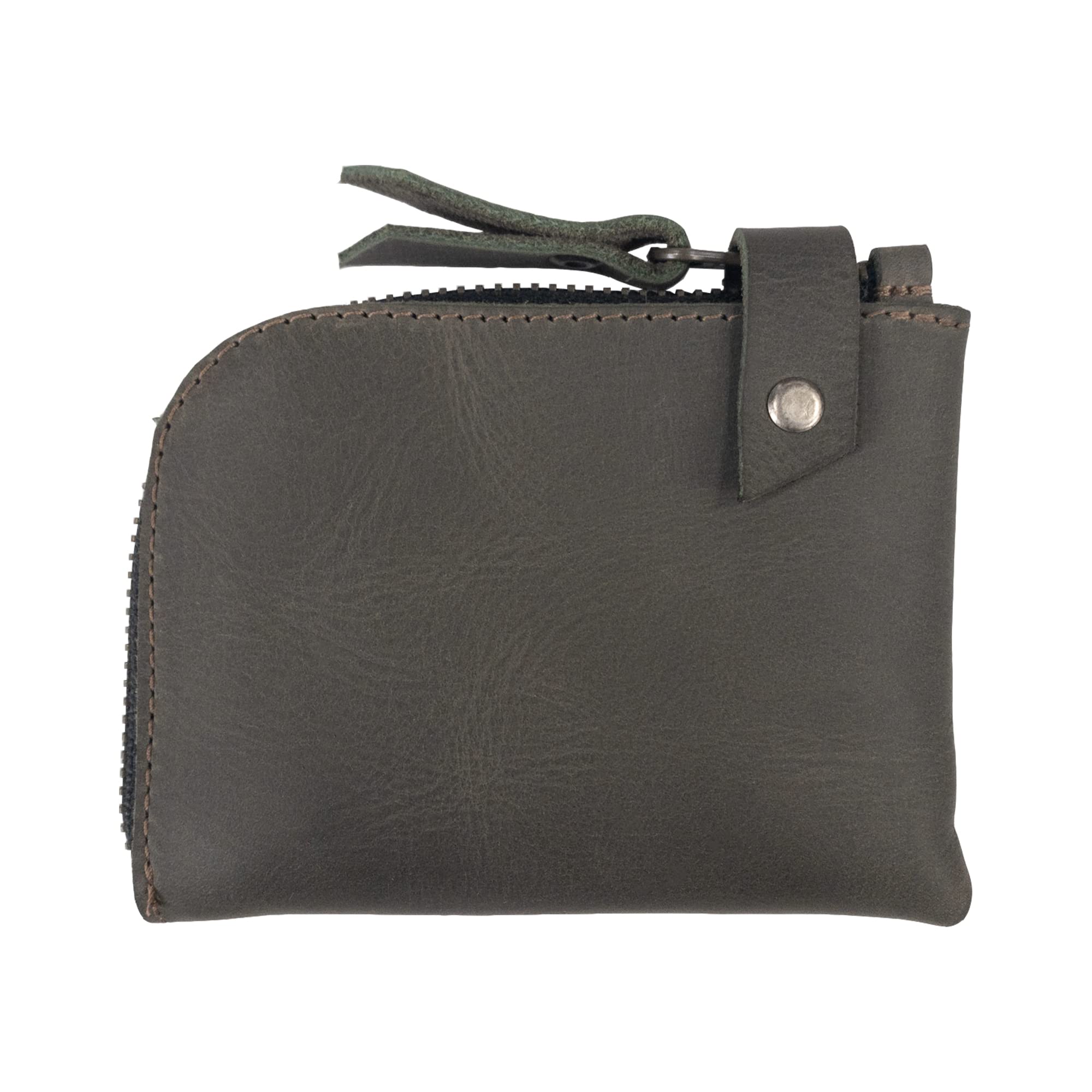 Hide & Drink, Zippered Wallet, Holds Up to 6 Cards Plus Folded Bills, Pouch Organizer, Cash Holder, Travel Essentials, Mini, Pocket-Size, Full Grain Leather, Handmade, Charcoal Black