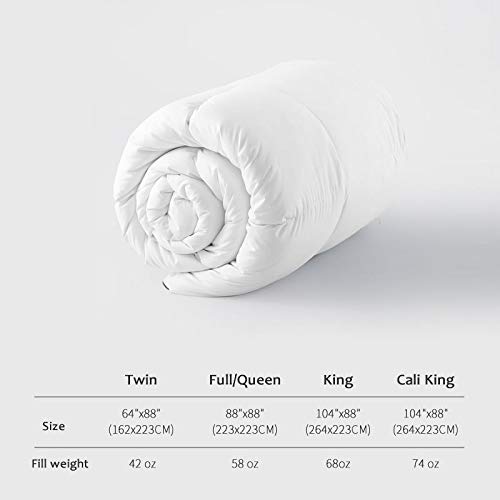 DWR Premium Feather Down Comforter Duvet Insert - 100% Skin-Friendly Cotton, Medium Weight Quilted for All Season Bedding (Full/Queen, Ivory White)