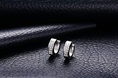 KARAY Stainless Steel Womens Mens Hoop Earrings Huggie Earrings CZ Piercings Hypoallergenic 18G (1pair Silver)