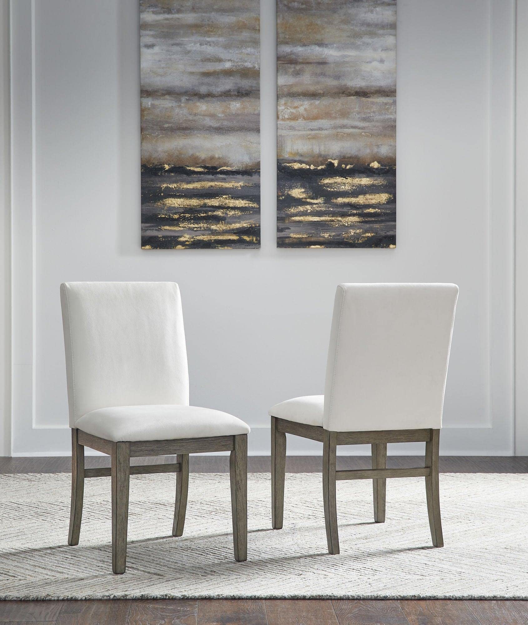 Ashley Furniture Anibecca Dining UPH Side Chair (2/CN), Gray/Off White