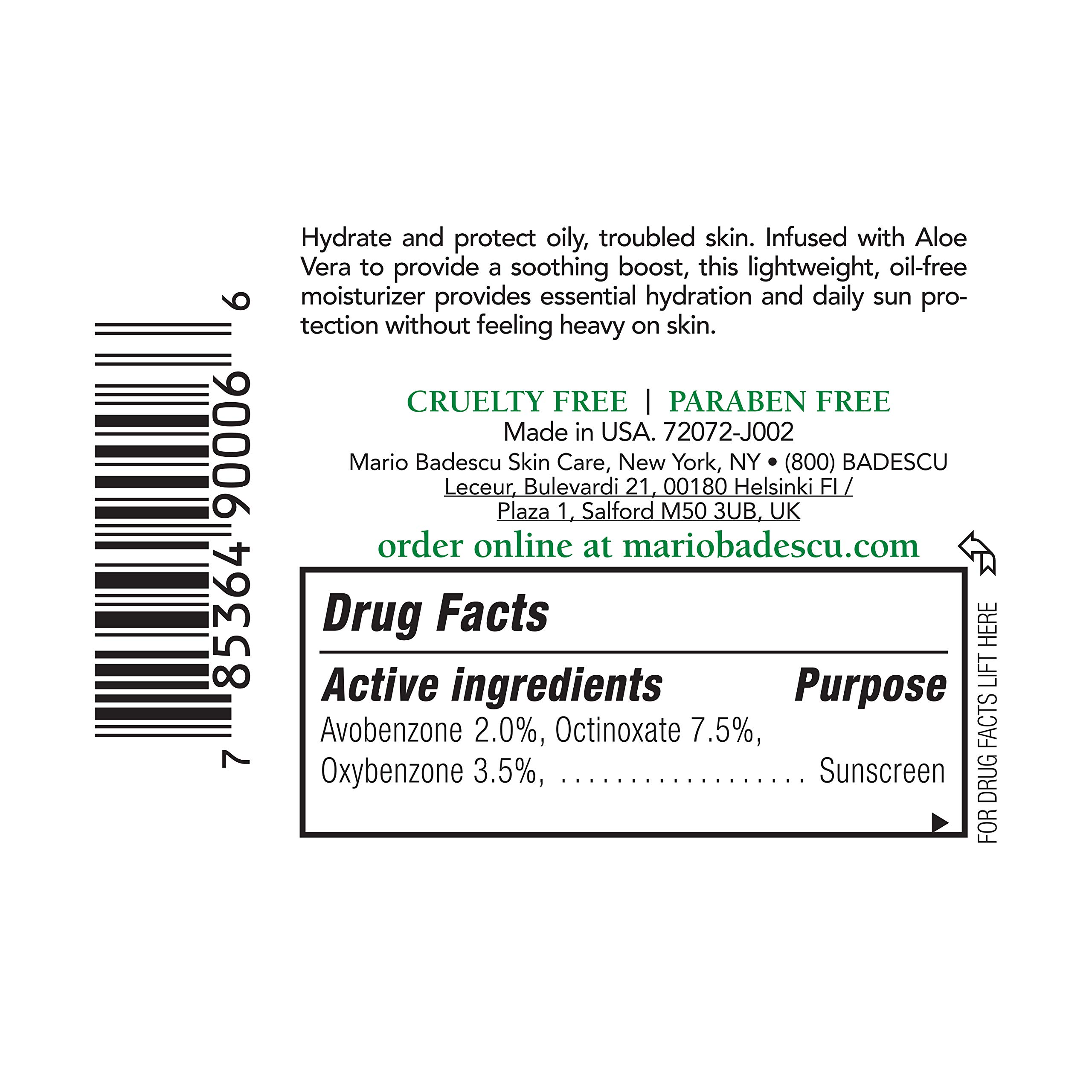 Mario Badescu Aloe Face Moisturizer for Women and Men with SPF 15, Ideal Facial Moisturizer for Combination, Oily or Sensitive Skin, Lightweight, Oil-Free Daytime Moisturizer Face Cream, 2 Fl Oz