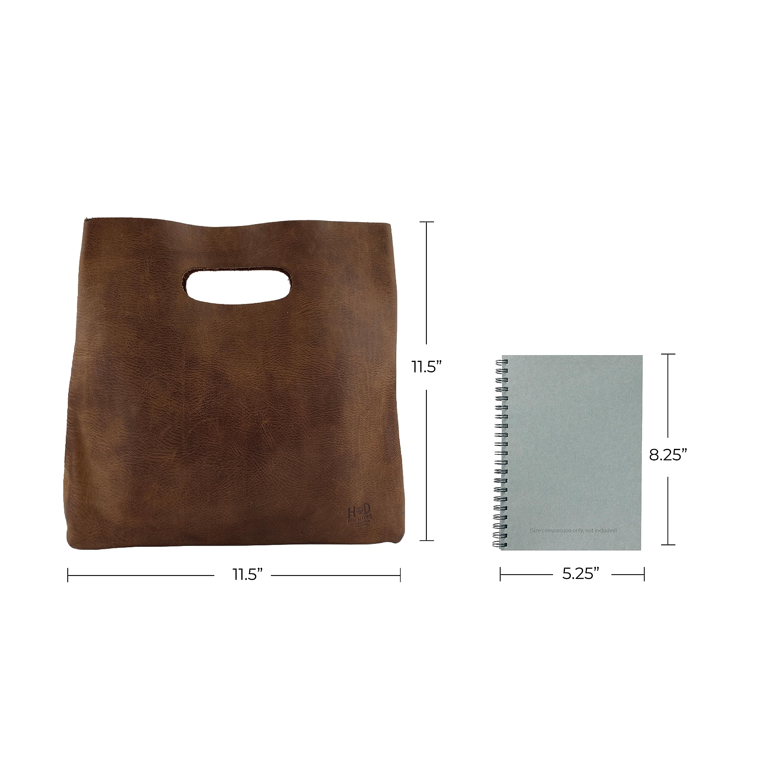 Hide & Drink, Minimalist Handbag for Women, Tote Bag, Rustic Purse, Full Grain Leather and Sheepskin, Handmade, Old Tobacco