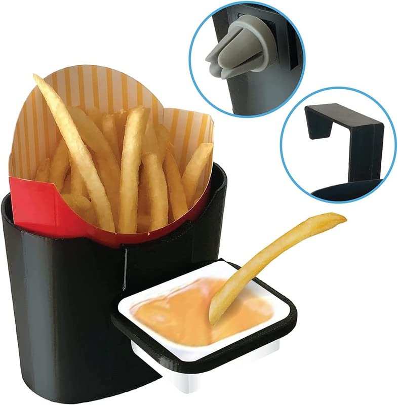 Mighty Mojo Vent N' Door Caddy and Sauce Caddy Bundle 2-Pack – French Fry Holder – Holds Fries, Sauce & More – Connects to Vent and Door – 2-Pack