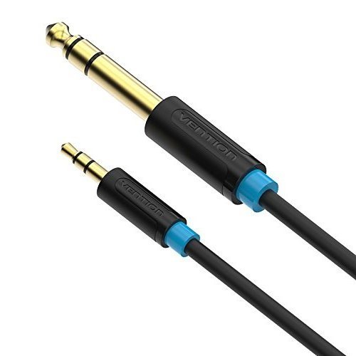 EVNSIX Audio Instrument Cable - 5FT 1/8" Male to 1/4" Male Aux Jack TRS Stereo Audio Cable for iPhone, iPod,Guitar Laptop Amplifier Microphone/24K 15U Gold Plated PVC Infection Molding Shell