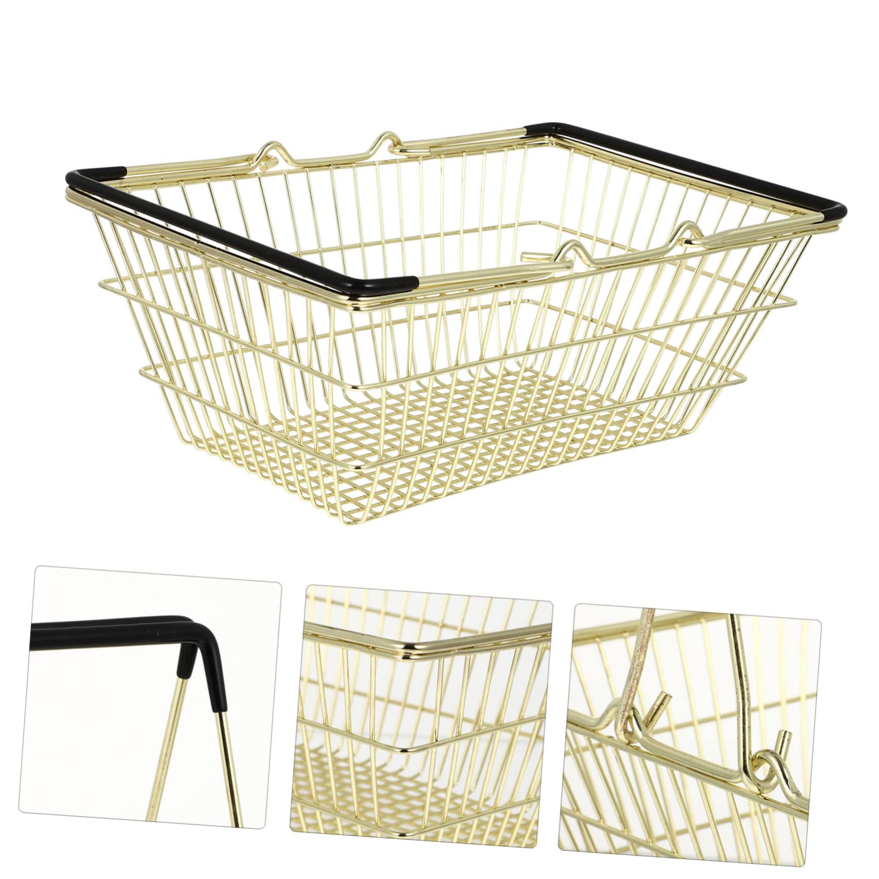 Cabilock 3pcs Shopping Basket Makeup Organizer for Drawer Wire Drawer Shopping Storage Basket Coin Pouch Vegetable Metal Basket Storage Stackable Wire Baskets Girl Heart Ornaments Alloy