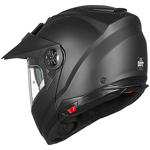 ILM Motorcycle Full Face Modular ATV Helmet Three in One Snowmobile Casco with Pinlock Anti Fog Visor for Men Women DOT Model-909F(Matte Black XXL)