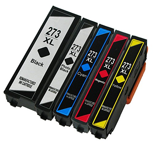 OCProducts Remanufactured Ink Cartridge 5 Pack for Epson 273 273XL for Expression XP-520 XP-600 XP-610 XP-620 XP-800 XP-810 XP-820 Printers