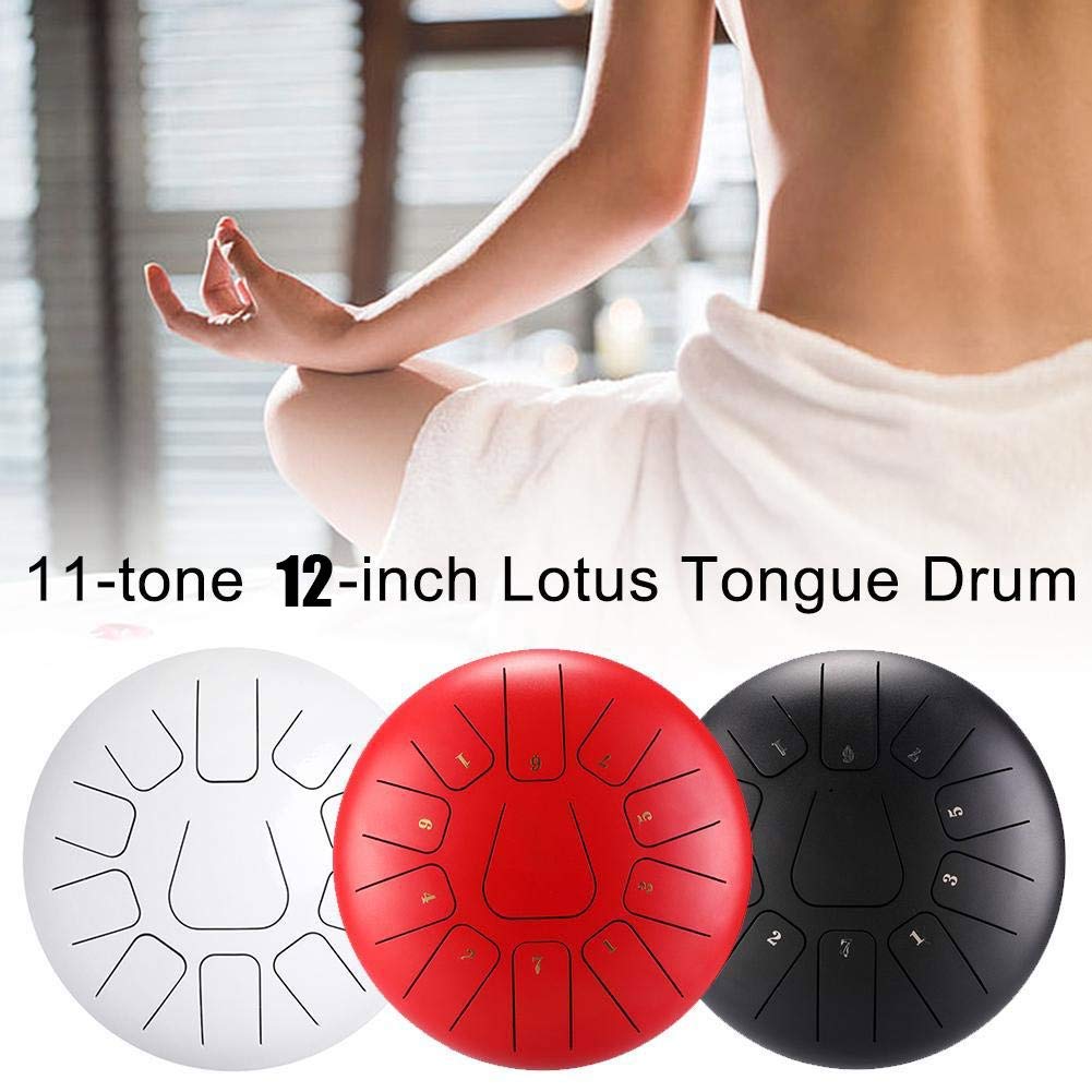 JLDN Steel Tongue Drum 11 Notes, 12 Inches Hand Pan Drums with Mallets Bracket Tonic Sticker Drum Bag Tank Drum Handpan Drum Percussion Instrument for Relax Mind,Pink