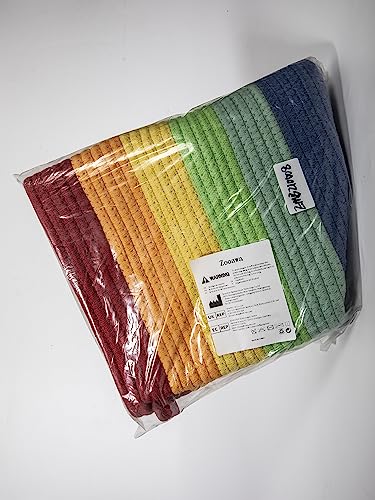 Zooawa Rainbow Storage Cotton Rope Baskets for Baby Room|Rainbow Baskets for Classroom | Baby Laundry Basket for Nursery Storage|Toy Baskets Organizer for Baby Rainbow Nursery Decor,14" x 12"