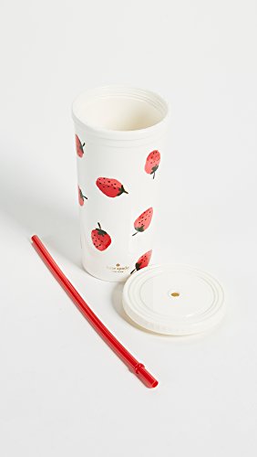 Kate Spade New York Insulated Tumbler with Reusable Straw, 20 Ounce Acrylic Travel Cup with Lid, Strawberries