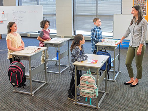 Offex Student-M Student Manual Adjustable Desk - Light Gray/Medium Gray