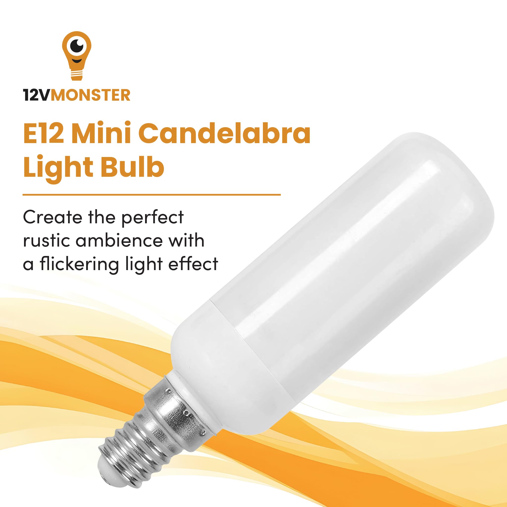 Fire Effect T6 T8 E12 LED Fire Candle Light Bulb Flame Flicker Tube Base Shape Novelty Lighting B11 Torch Bulbs 12mm Diameter Fitting, 100MM / 4.00" Total Length 120V 240V ST15 MED g16 ja8 CFL 6 Pack