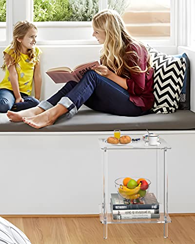 KSacry Small Acrylic Side Table for Small Spaces, 3 Tier Clear Side Table,Small Nightstand/Bedside Table/End Table for Living Room, Bedroom, Bathroom,15.75" L x 11.81" W x 20" H