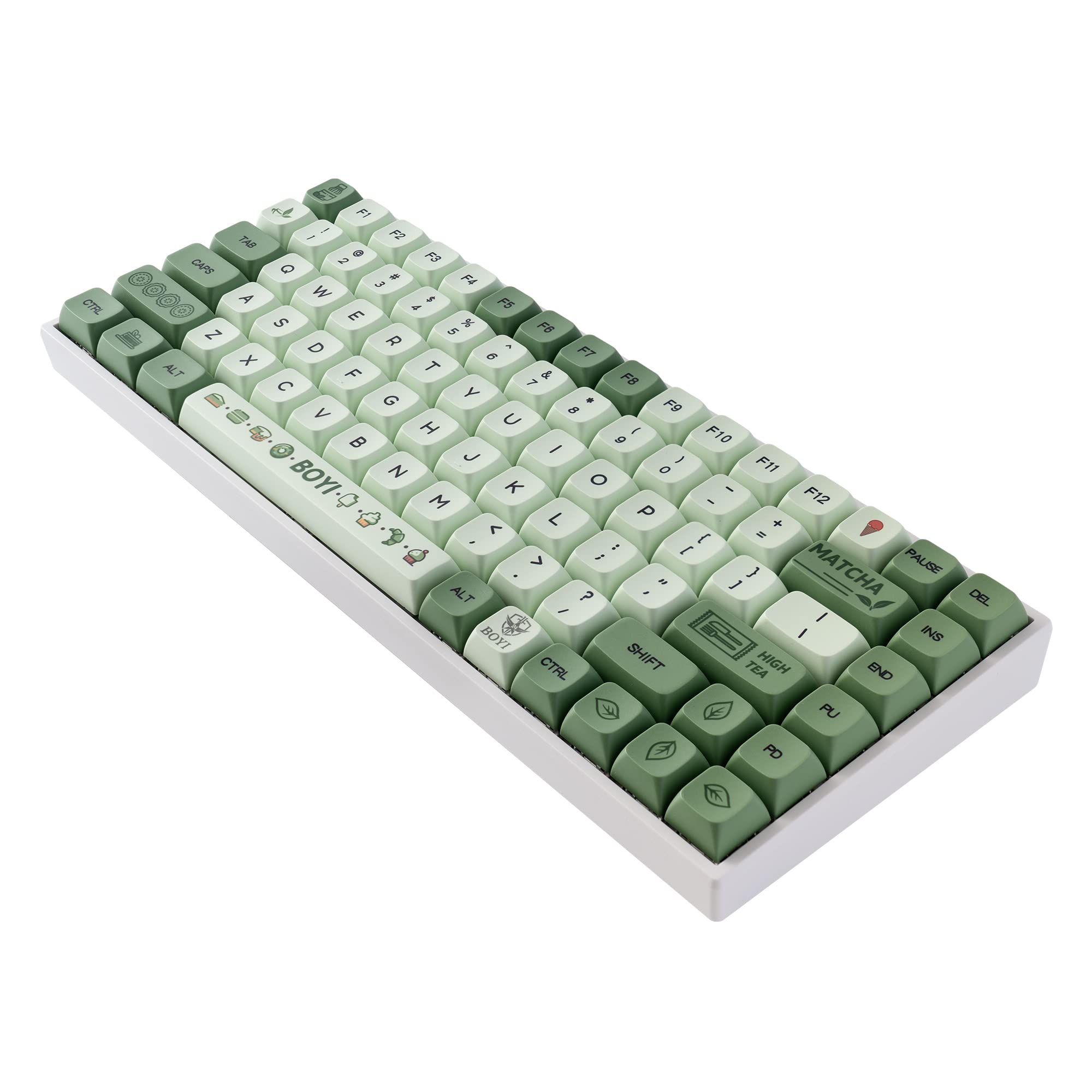 BOYI KD84 Hot Swappable 75% Compact Gateron Yellow Switch Keyboard, Bluetooth 5.0/Wireless 2.4G/Wired Type-C Tri-Mode N-Key Rollover RGB Mechanical Gaming Keyboard (BOYI Matcha XDA Keycaps)