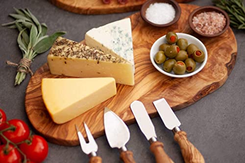Thirteen Chefs Charcuterie Boards - Large, 20 x 10 Tramanto Olive Wooden Serving Platter for Cheese, Meat and Appetizers - Perfect Dinner Party Board - Kitchen Accessories